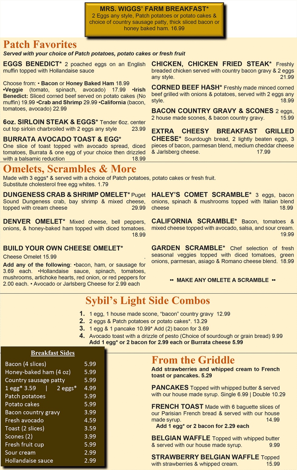 Cabbage Patch Menu | Cabbage Patch Restaurant
